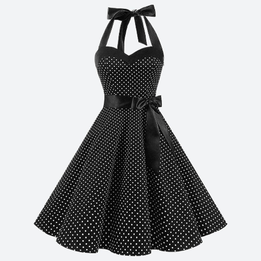 Retro Halter Neck Polka Dot Dresses – Rivolan